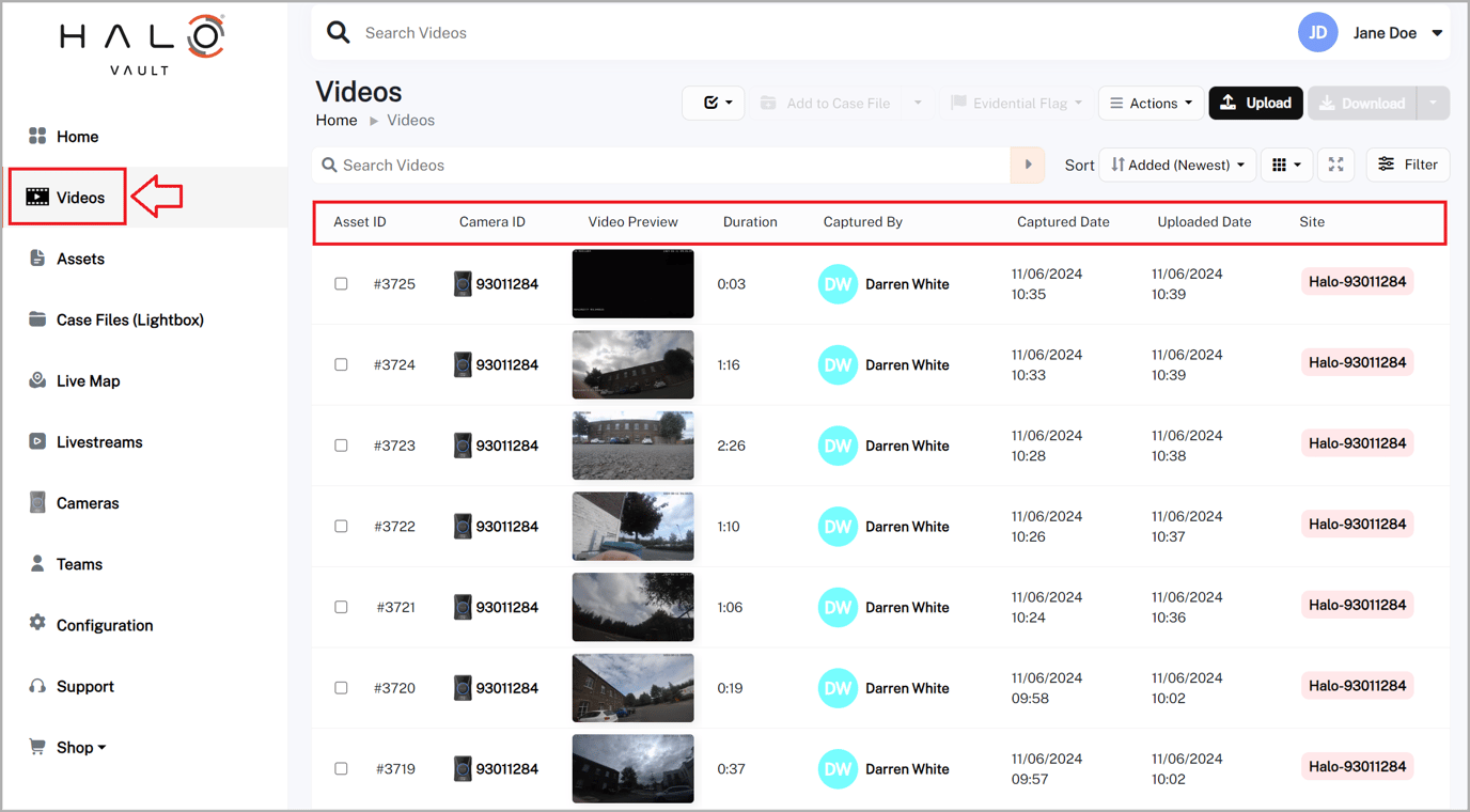 Viewing uploaded videos